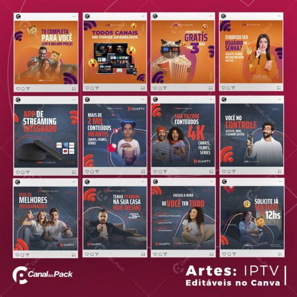 Pack 50 Artes editáveis no canva - Iptv +Stories - Canal dos Pack