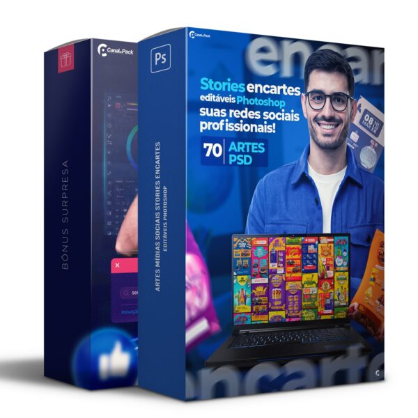 Pack 70 Artes editáveis stories encarte - Photoshop psd - Canal dos Pack