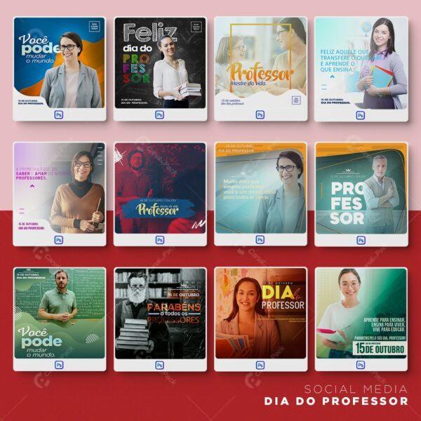 Pack 210 Artes editáveis dia do professor - Photoshop psd - Canal dos Pack