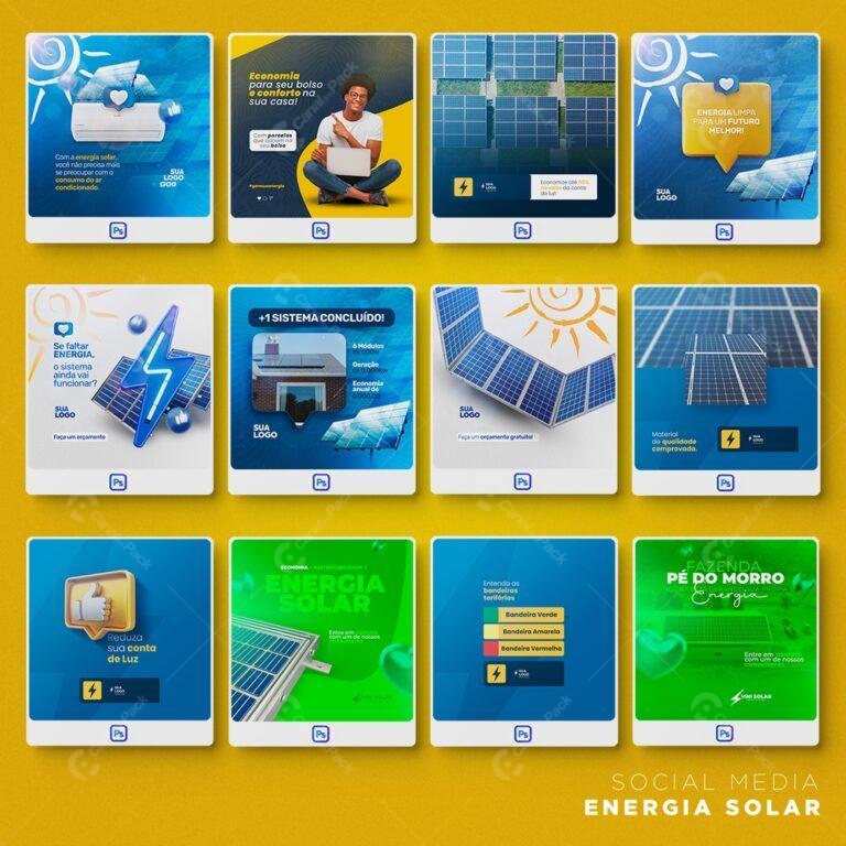 Pack 450 artes editáveis energia solar photoshop +bônus - Canal dos Pack