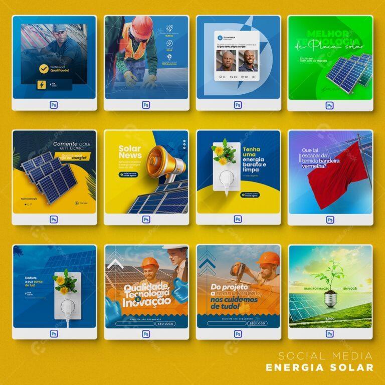 Pack 450 artes editáveis energia solar photoshop +bônus - Canal dos Pack