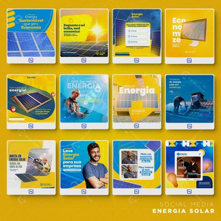 Pack 450 artes editáveis energia solar photoshop +bônus - Canal dos Pack