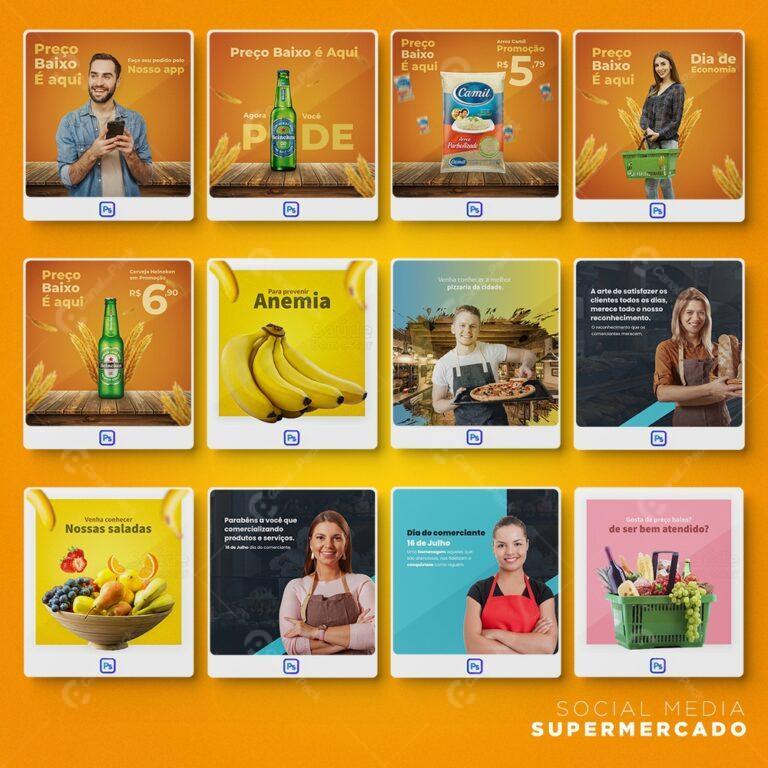 Pack 560 Artes editáveis supermercado photoshop - Canal dos Pack