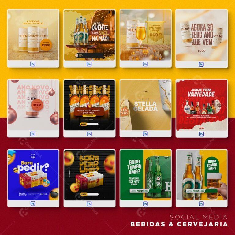 Pack 560 Artes editáveis bebidas, cervejaria, bares Photoshop - Canal ...