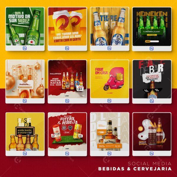 Pack 560 Artes editáveis bebidas, cervejaria, bares Photoshop - Canal ...