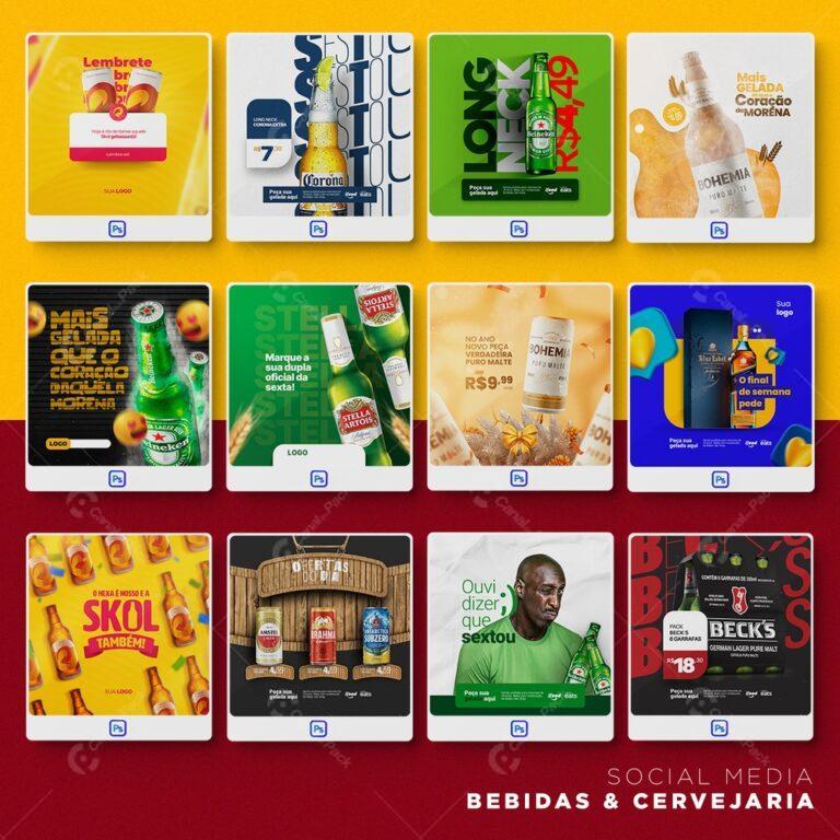 Pack 560 Artes editáveis bebidas, cervejaria, bares Photoshop - Canal ...