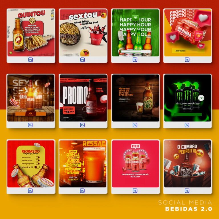 Pack 510 Artes editáveis bares, bebidas, bar 2.0 - Photoshop Psd ...