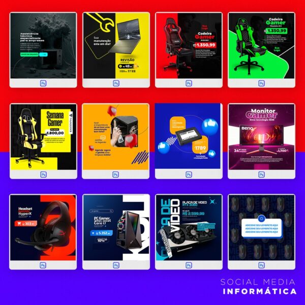 Pack 320 Artes editáveis informática Photoshop Psd - Canal dos Pack